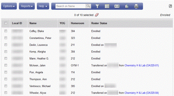 View the class roster in the Gradebook